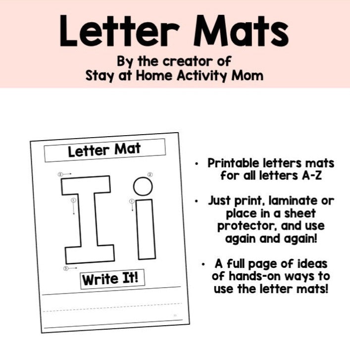 Letter Mats – Stay at Home Activity Mom