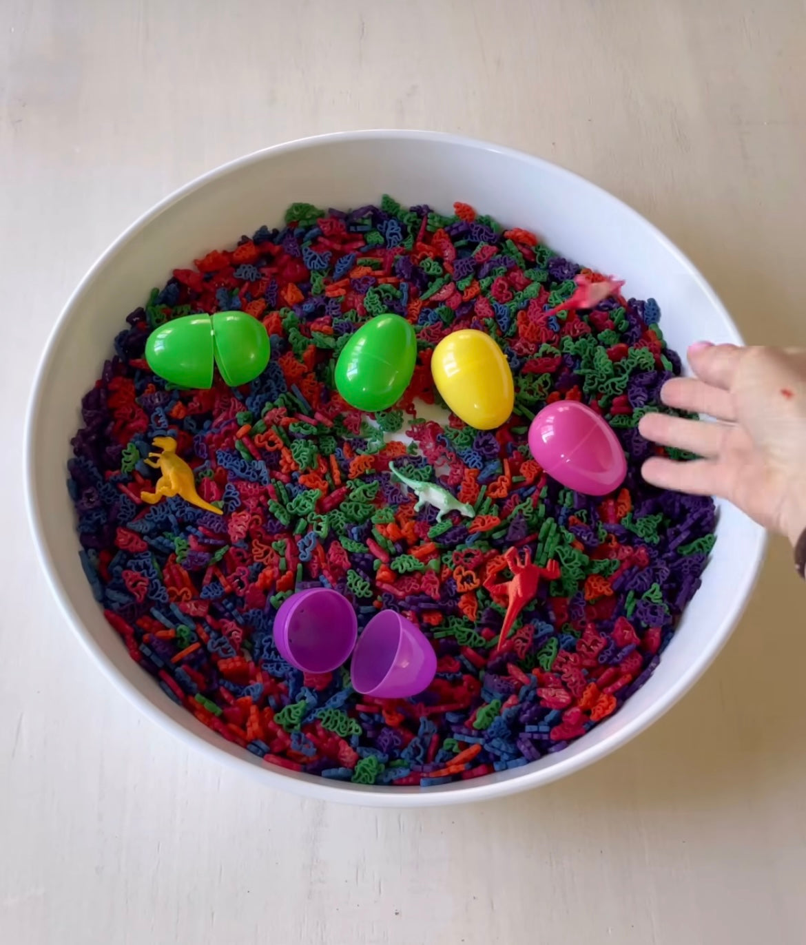 Colored Dino Pasta – Stay at Home Activity Mom