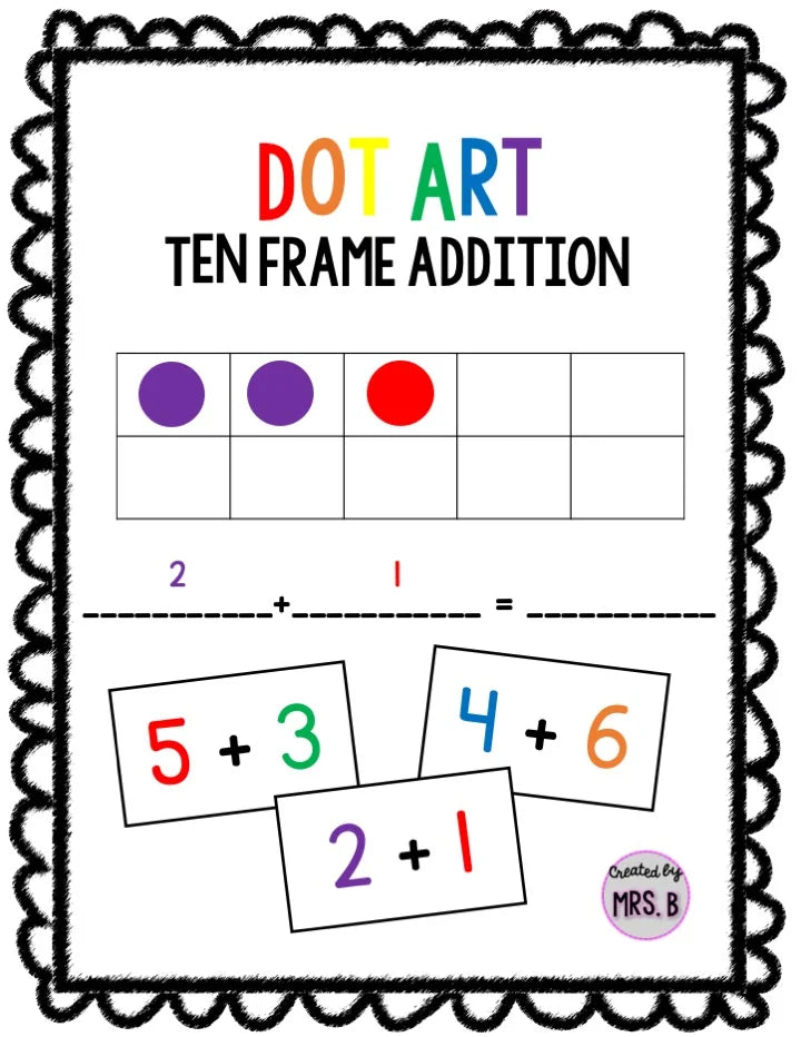 Dot Art Ten Frame Addition – Stay at Home Activity Mom