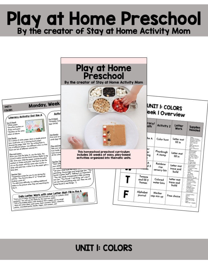 Play at Home Preschool Program – Stay at Home Activity Mom